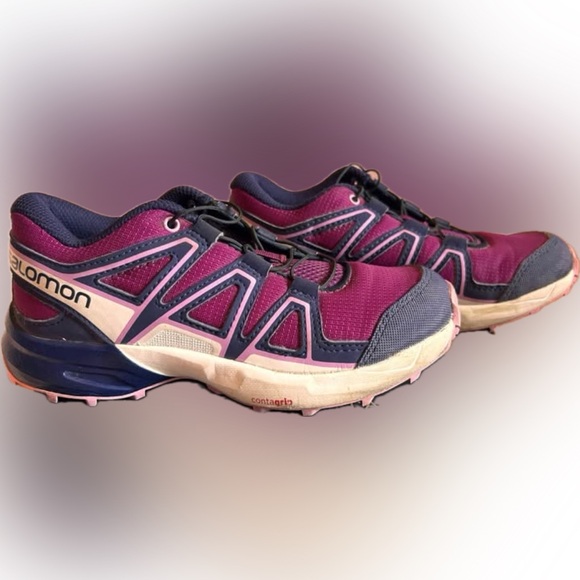 Salomon | Shoes | Salomon Girls Athletic Shoes In Pink And Navy | Poshmark